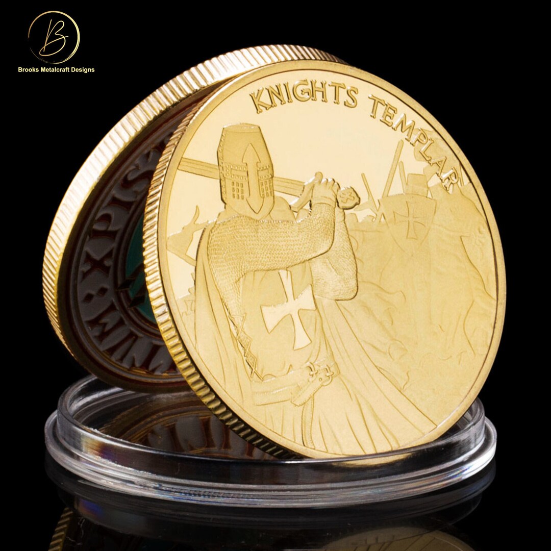 Knights Templar Swinging Sword Gold Challenge Coin - Etsy