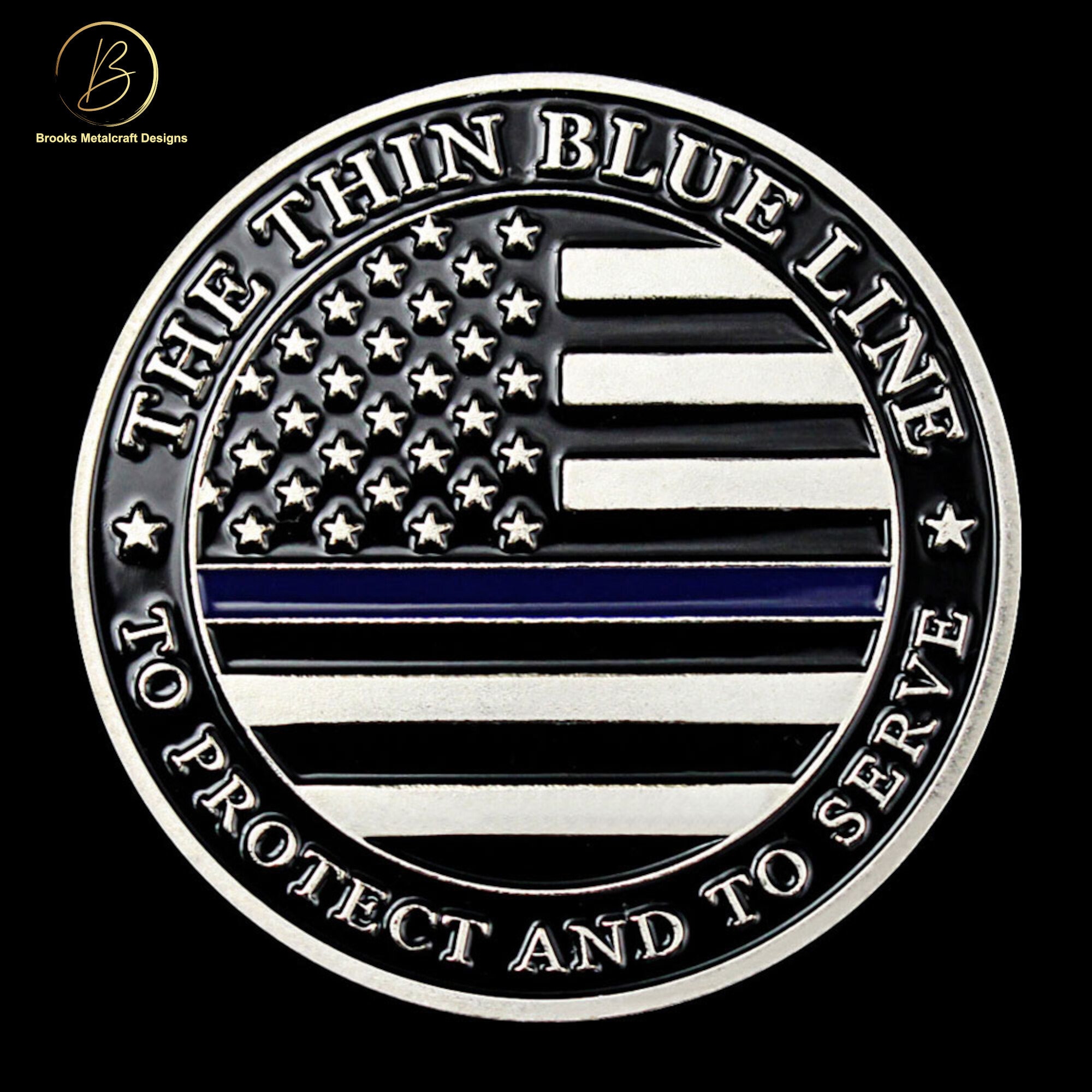 Police the Thin Blue Line Silver Challenge Coin - Etsy