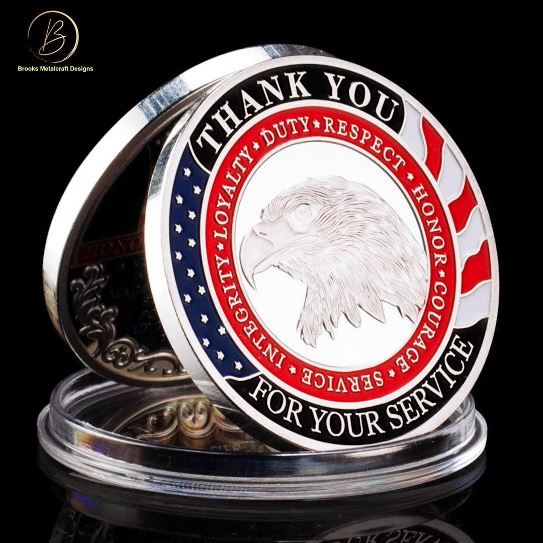 Military Thank You for Your Service Silver Challenge Coin - Etsy