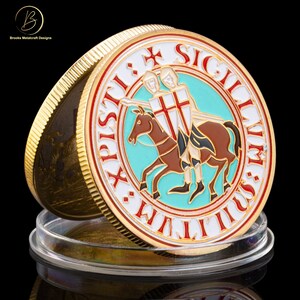 Knights Templar Riding Horse Colored Back Gold Challenge Coin - Etsy