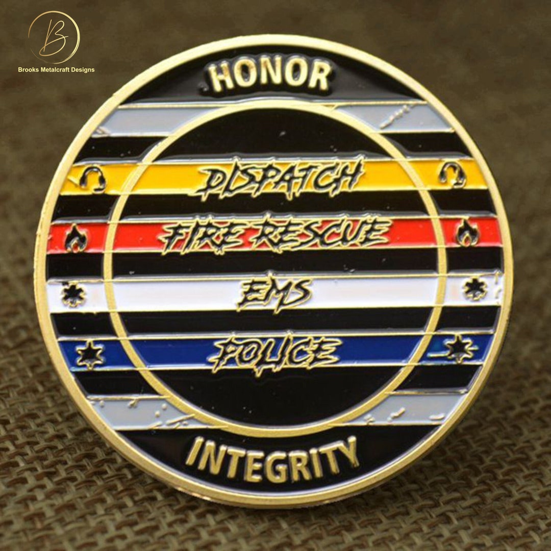 Gold Dispatch Fire EMS Police Working Together Challenge Coin - Etsy