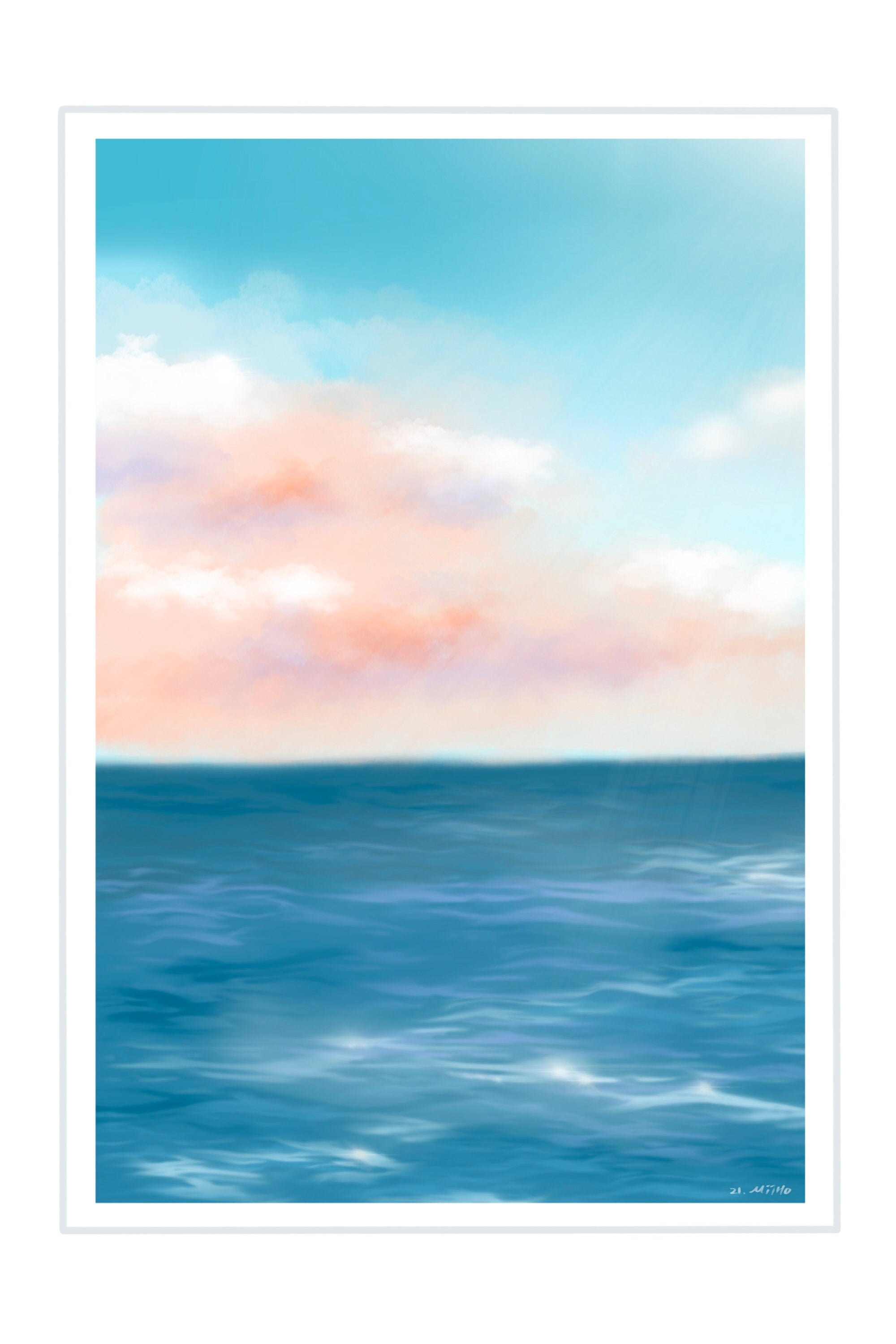 Printable Poster Pink Clouds and the Blue Sea - Etsy