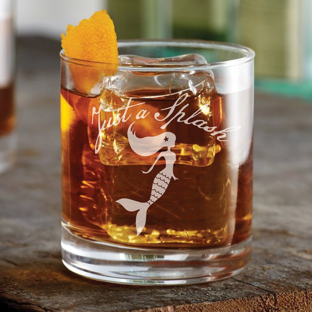 Rocks Glass Pirate Mermaid Theme Etched Glass 9 Oz. Just a Splash Gift ...