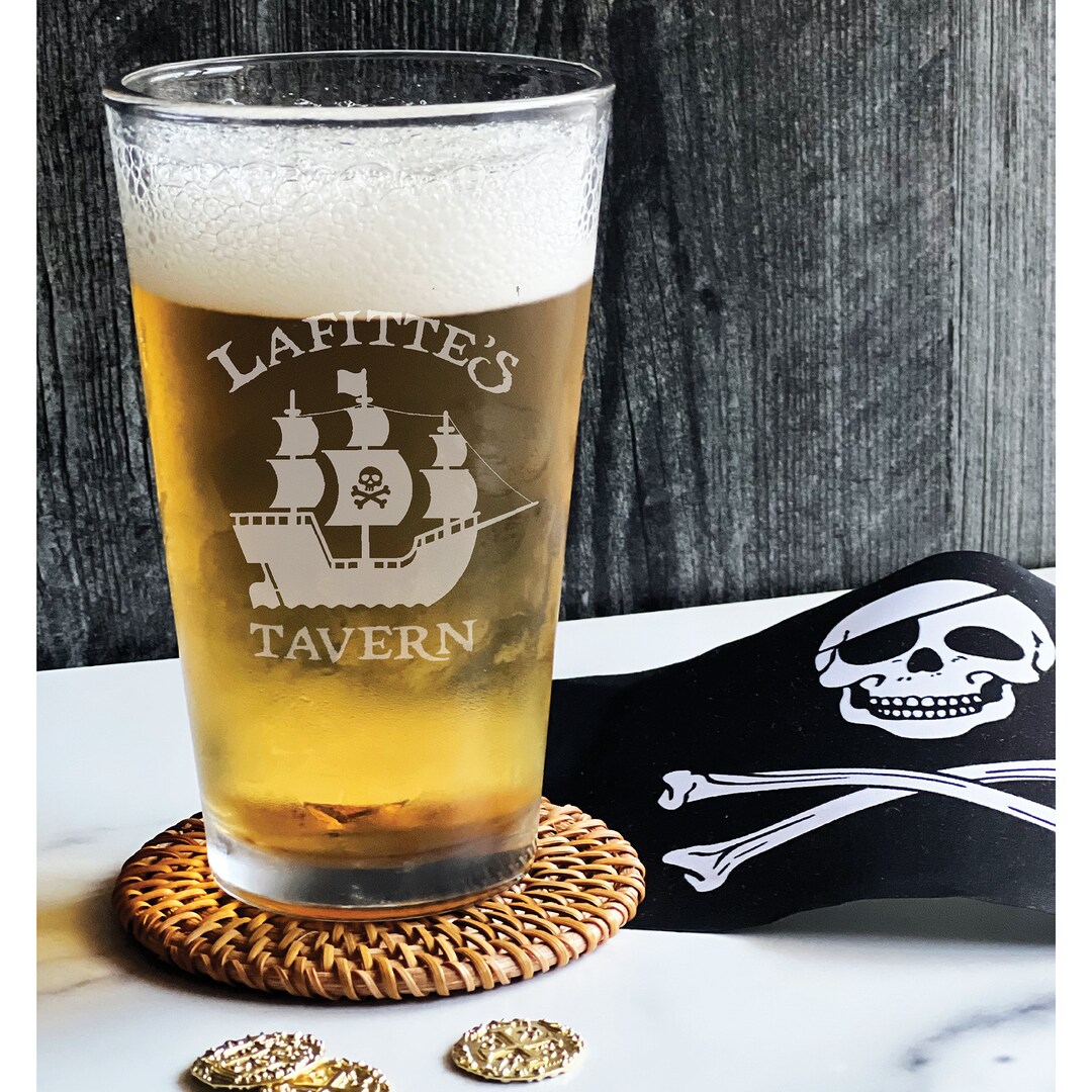 Beer Glass | Custom | Set of 2 | Pirate Ship | Pirate Decor | Pirate ...