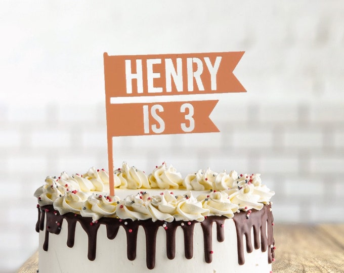 Cake Tag With Own Name and Birthday Age Flag Cake Decorationcake ...