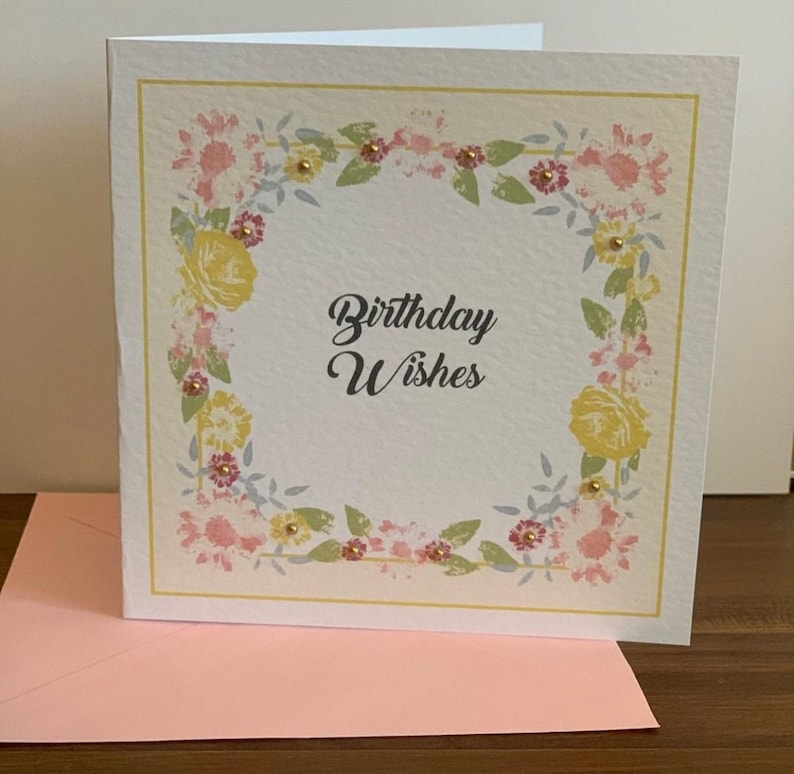 Floral Border Birthday Card - Etsy