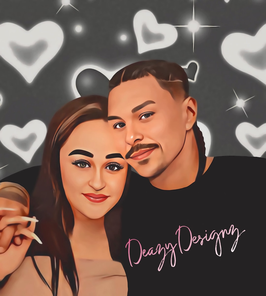 Custom Heart Background Cute Realistic Portrait Girlfriend Long ...