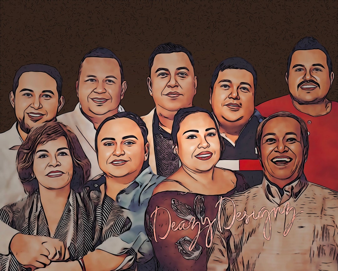 Rustic Lined Cartooned Family Portrait Emailed Only - Etsy