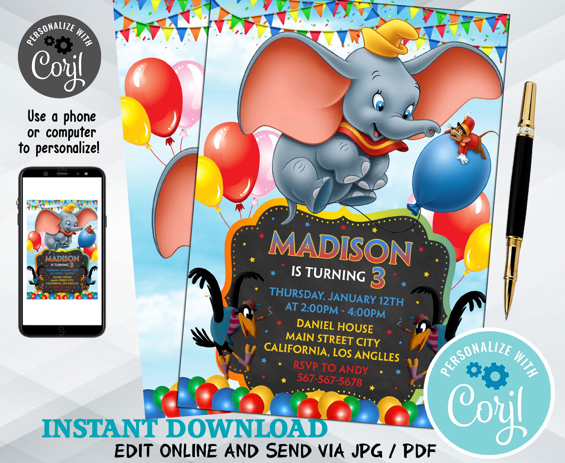 Dumbo Invitations Printable