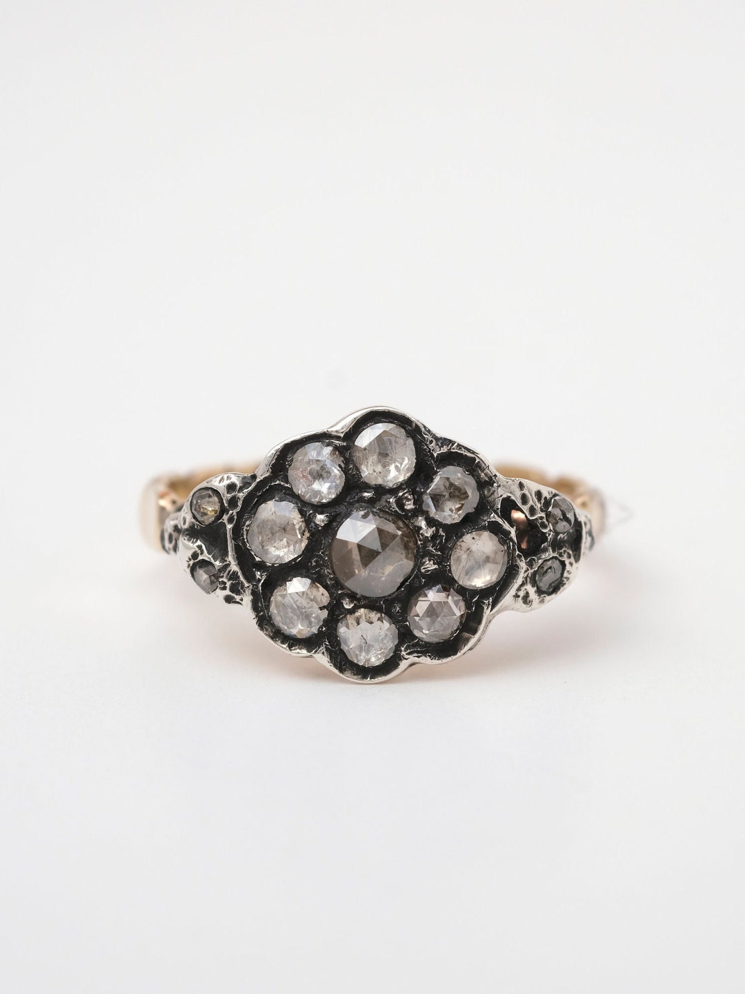 Rose Cut Diamond Halo Vintage Ring, 8K Gold Ring, 0.44 Carat Natural ...