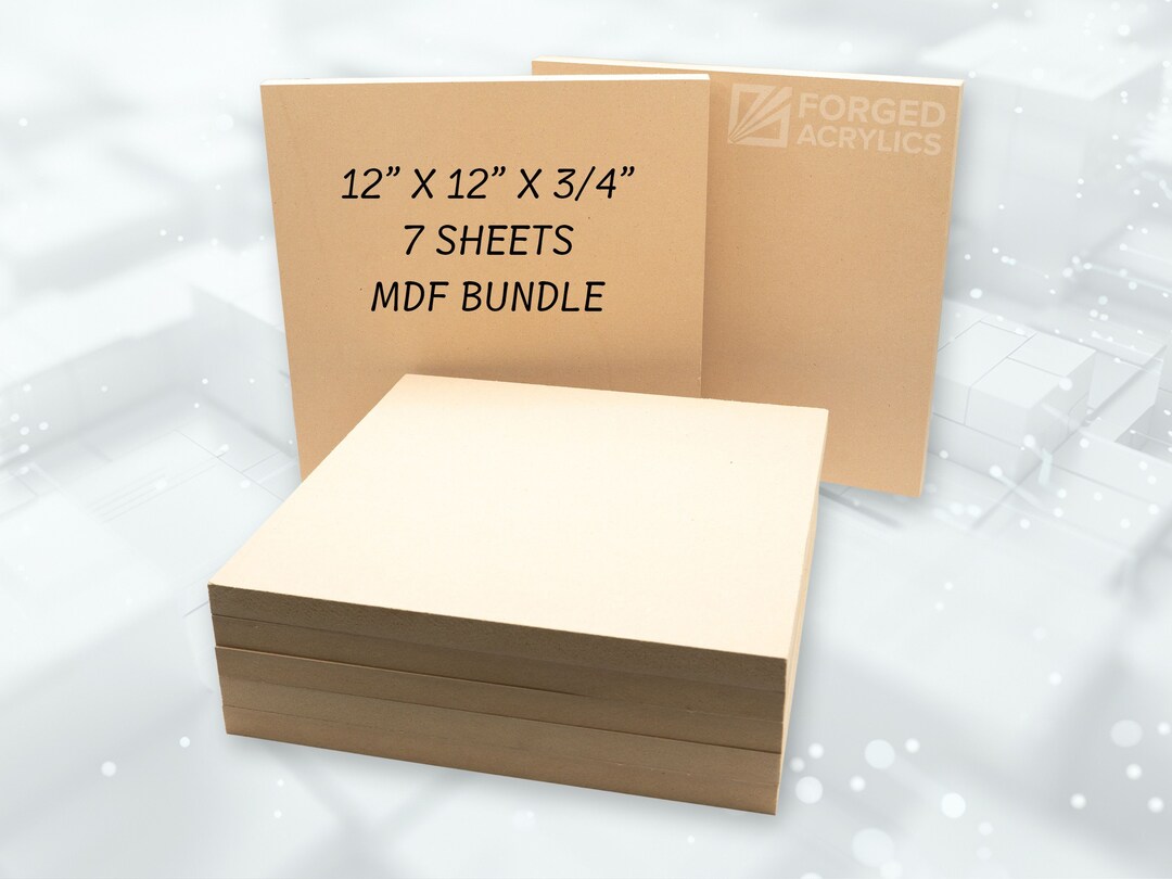 BULK 3/4" MDF Sheets, 7 Sheets of 12x12" MDF Wood Bundle for Crafting ...
