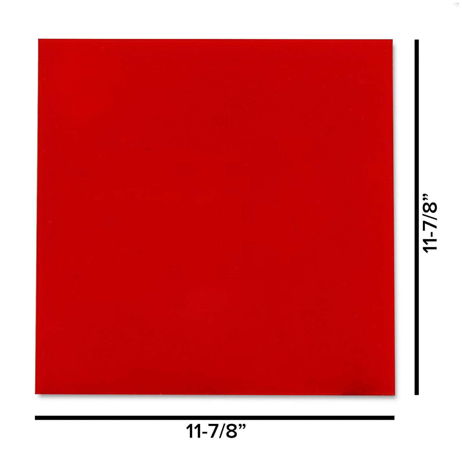 Red 1/8" 12x12" Cast Acrylic Sheets - Glossy Solid / Opaque Plexiglass ...