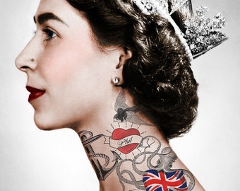 Queen Elizabeth Tattoo Print - Etsy UK