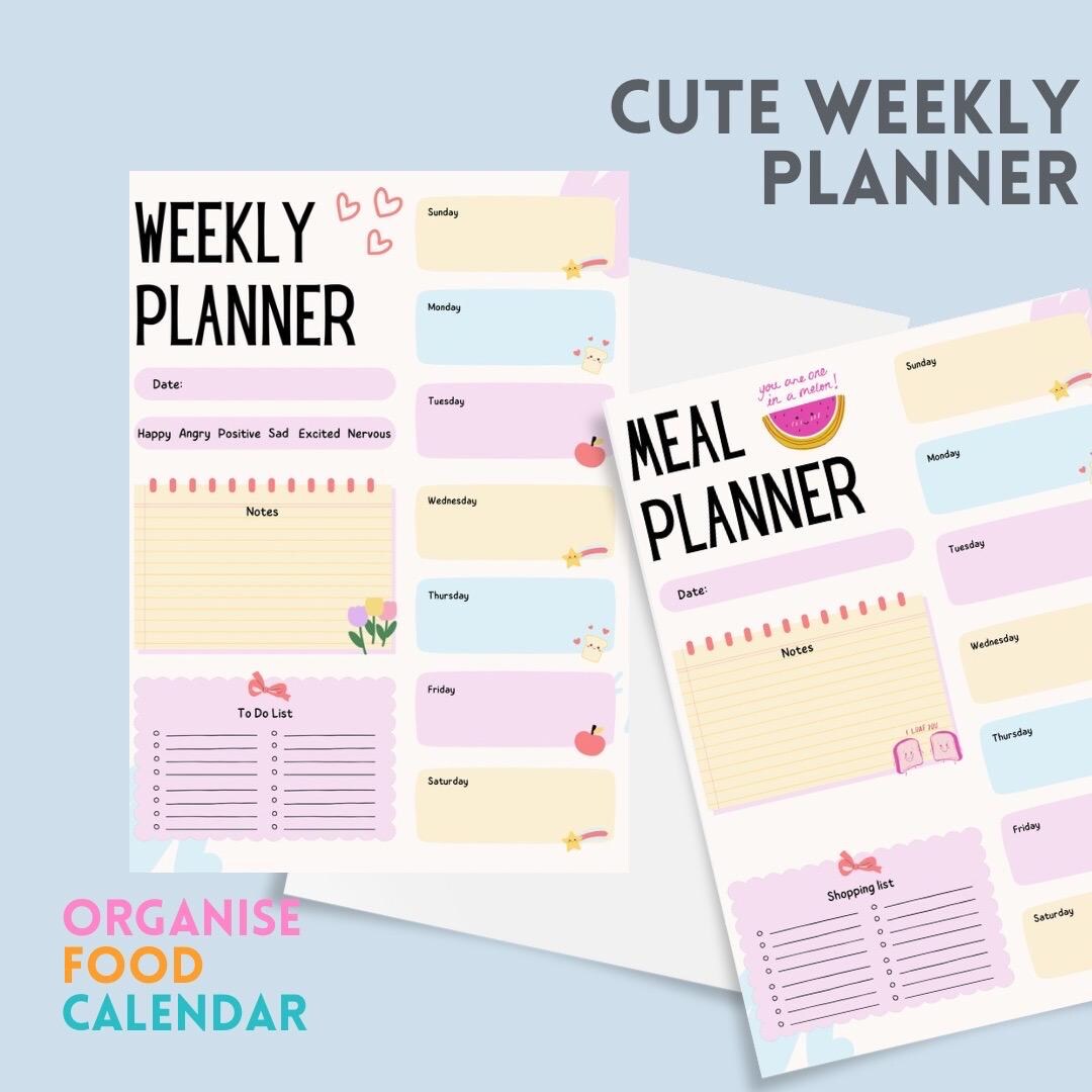 Weekly Planner | Meal Planner | Printable Weekly Meal Planner | Meal ...