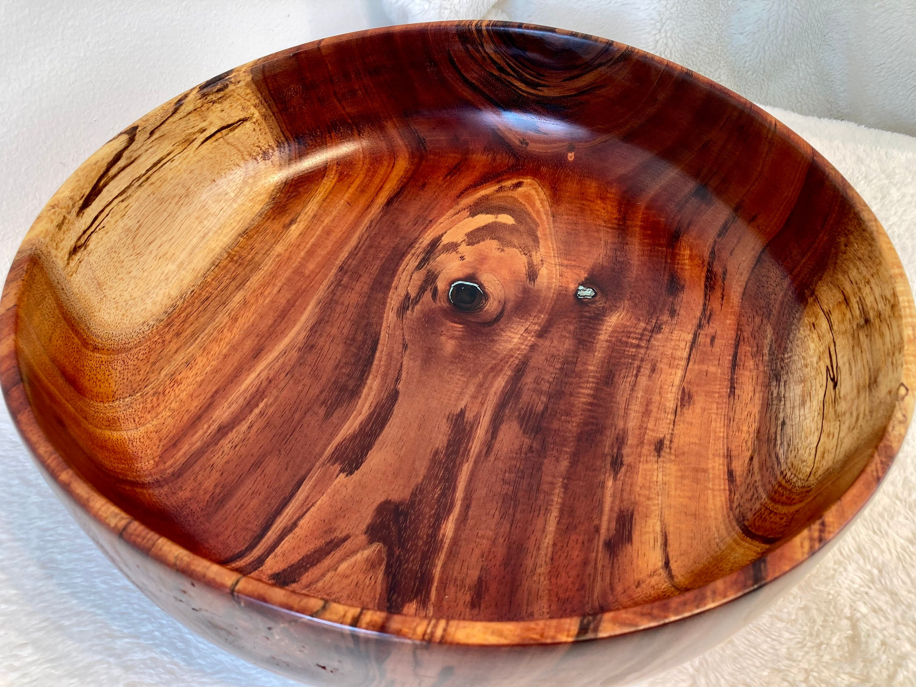 Large Koa Wood Bowl With Turquoise Inlay, Handmade in Hawaii - Etsy