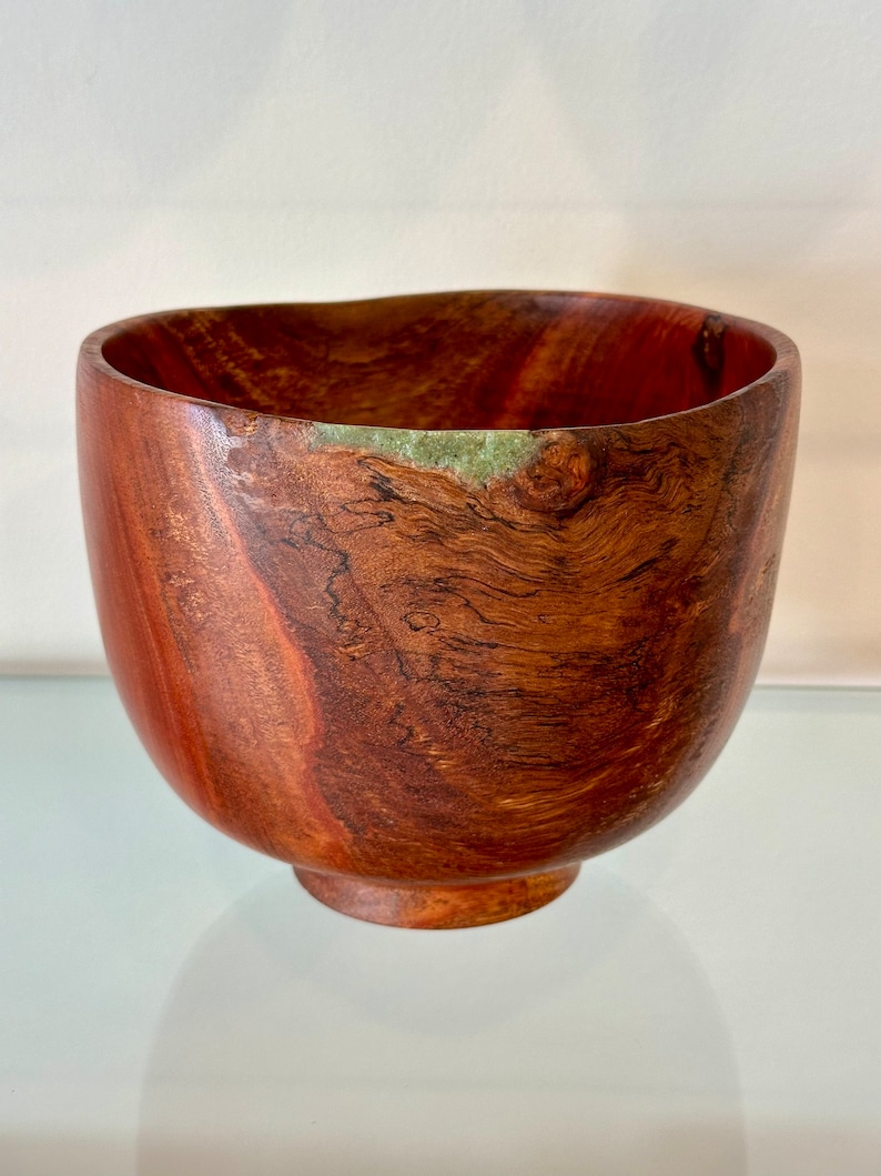 Medium-size Eucalyptus Robusta Wood Bowl With Turquoise Inlay, Handmade ...
