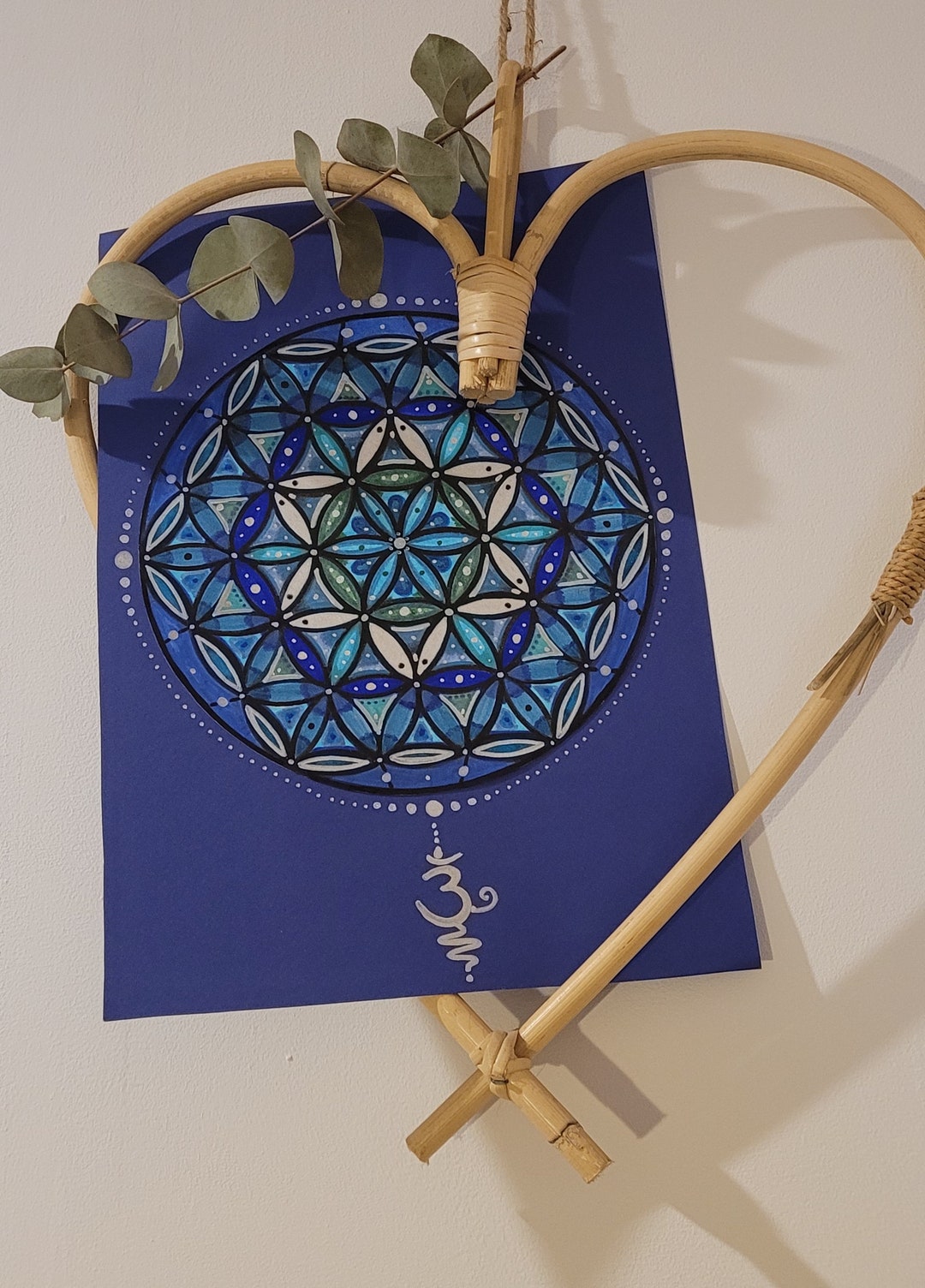 Flower of Life Drawing deep Blue - Etsy