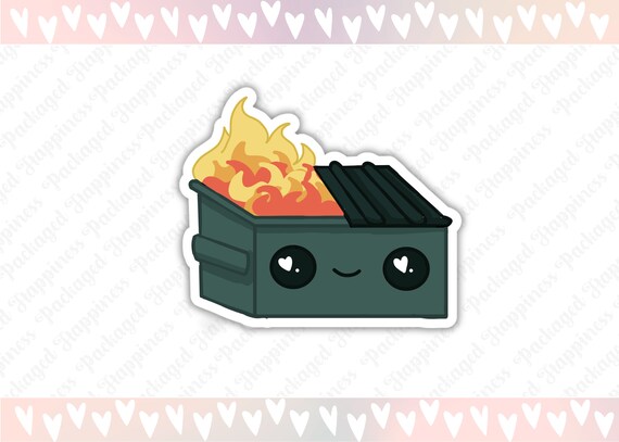 Cute Dumpster Fire Die-cut vinyl and notebook sticker | Etsy