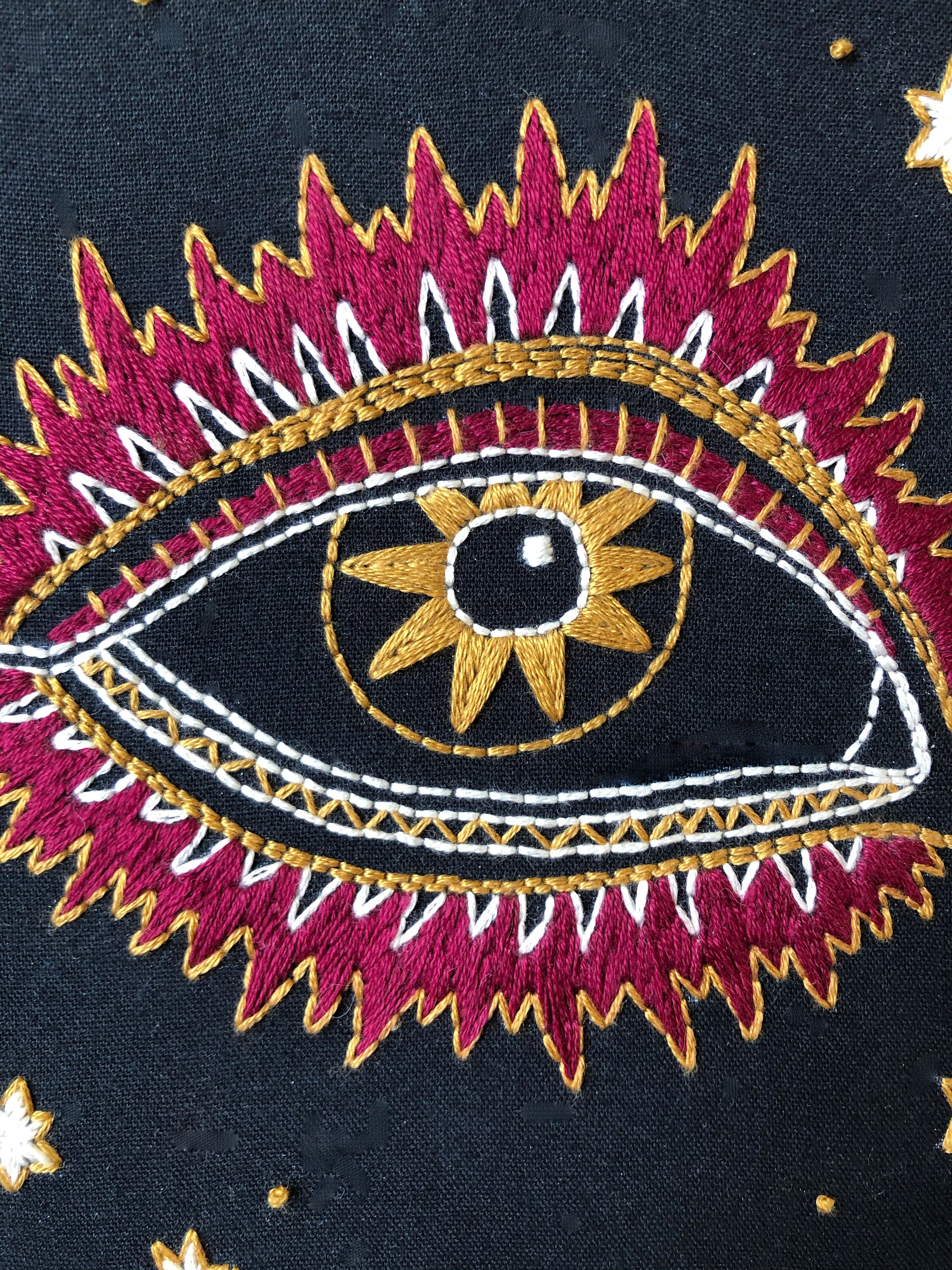 Hand Embroidery Pattern Mystical Evil Eye Boho Celestial Digital PDF ...