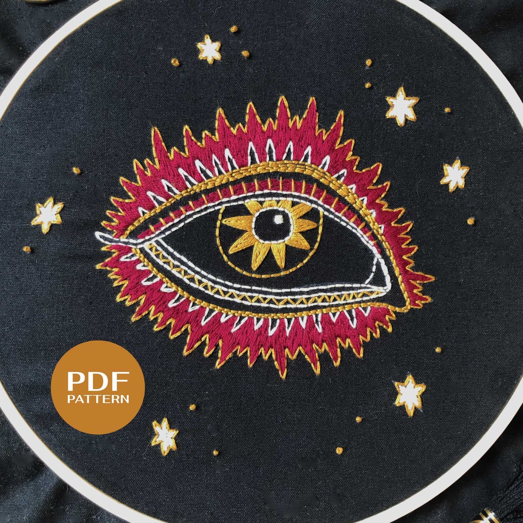 Hand Embroidery Pattern - Mystical Evil Eye - Boho Celestial - Digital ...