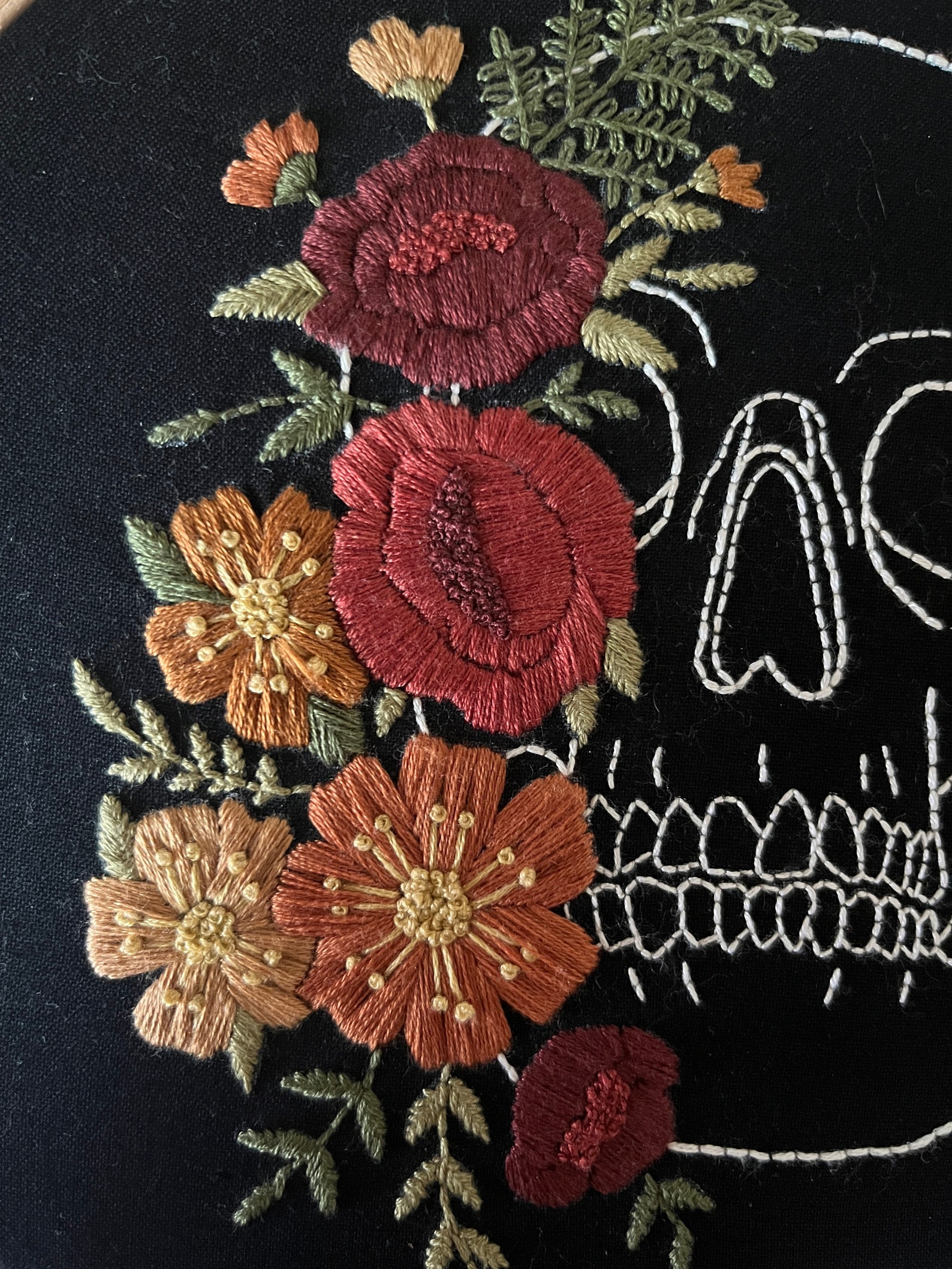 Skull Flower Embroidery Pattern - Hand Embroidery Pattern - Boho ...