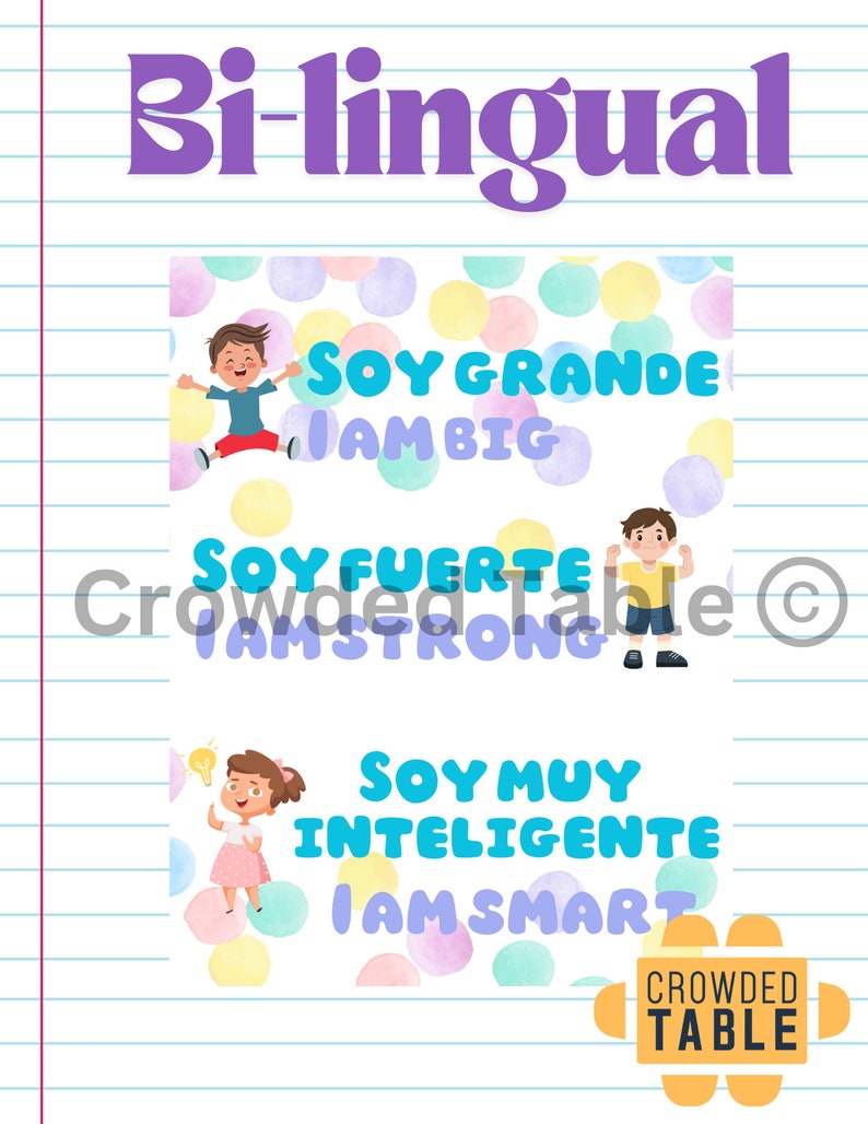 Positive Affirmations for Kids - Spanish/english - Bilingual - Soy ...