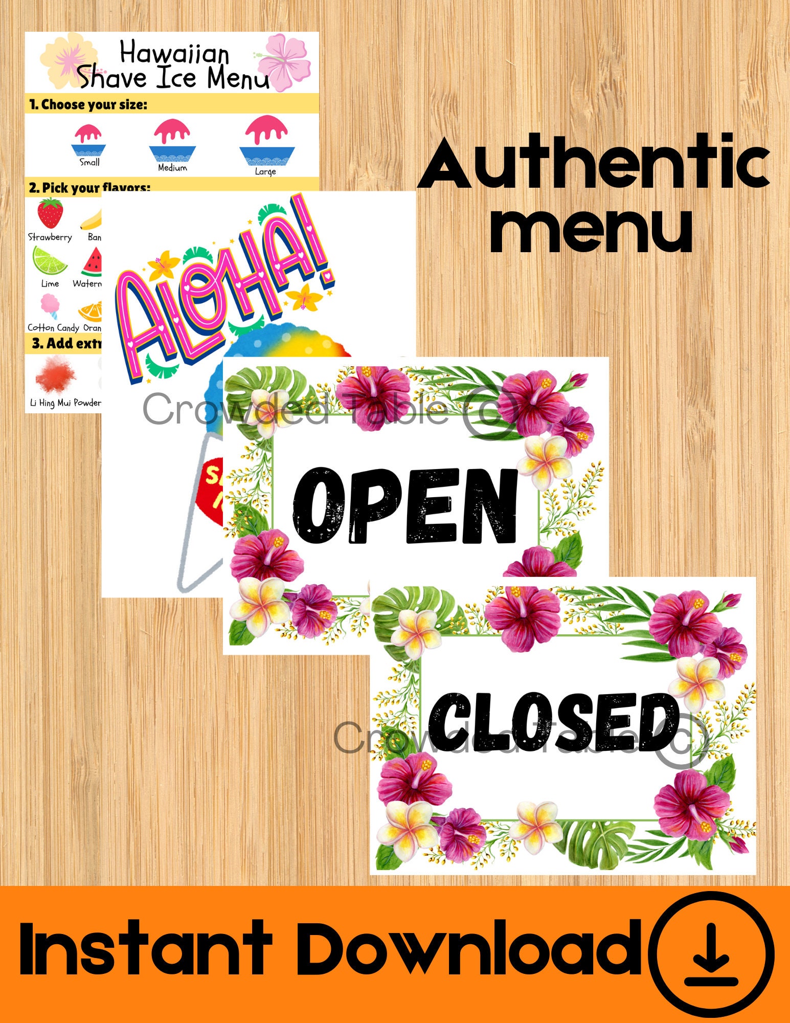 Pretend Play Menu - Hawaiian Shave Ice Shop - Kids Restaurant - Fun ...