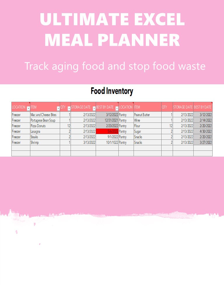 Ultimate Excel Meal Planner * Grocery List * Recipe Organization ...