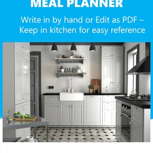 Minimalist Weekly Meal Planner - Printable - Instant Download - Etsy