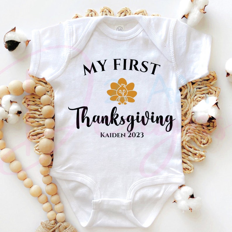 Personalized My First Thanksgiving Baby Bodysuit - My First ...
