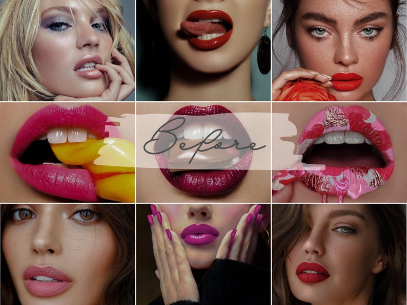 8 LIPS Lightroom MOBILE Presets, Desktop Presets, Beauty Salon, Permanent Lips, Permanent Master ...