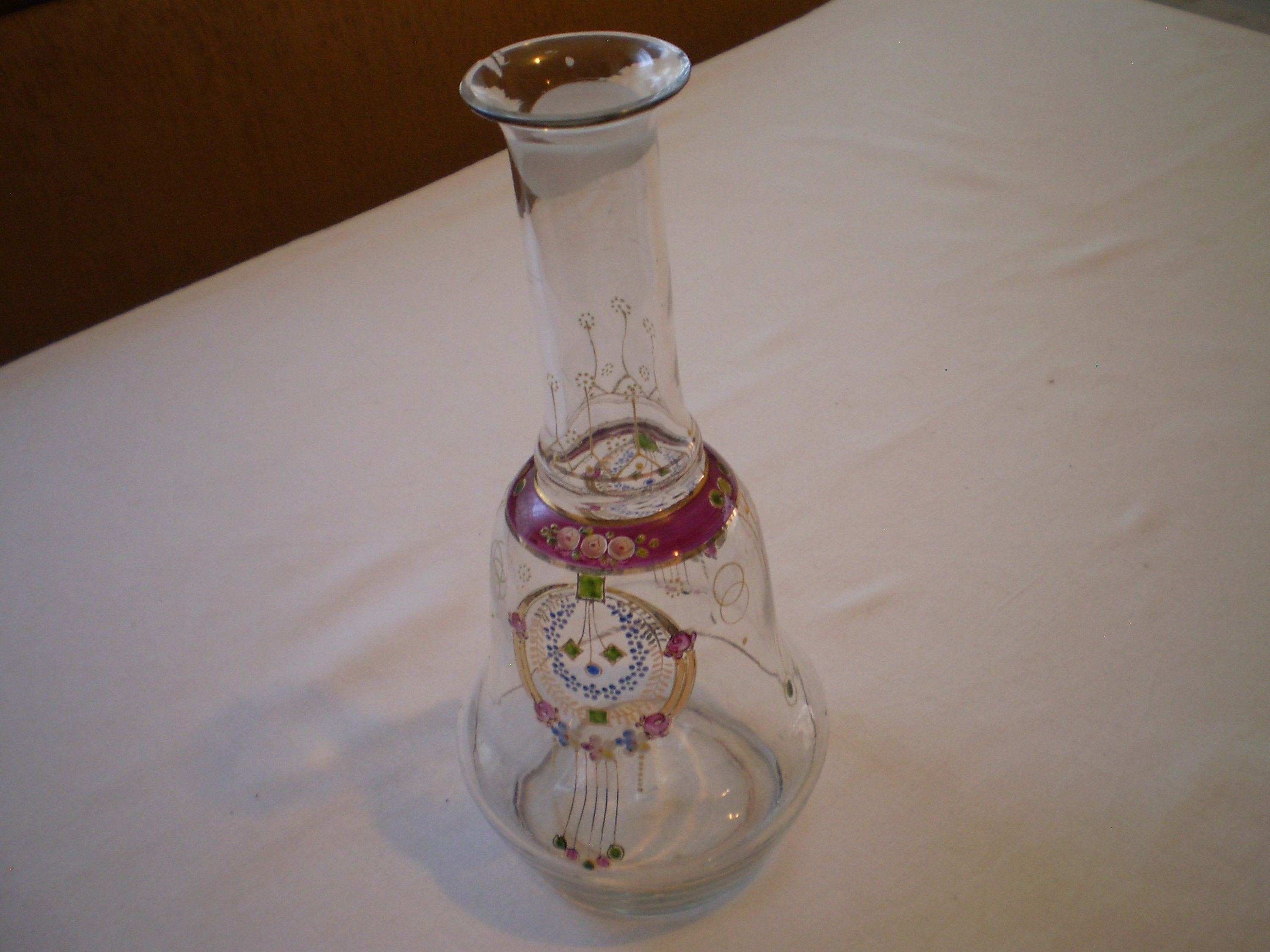 Antique Hand Painted Glass Decanter Enamel Gold Hardware - Etsy