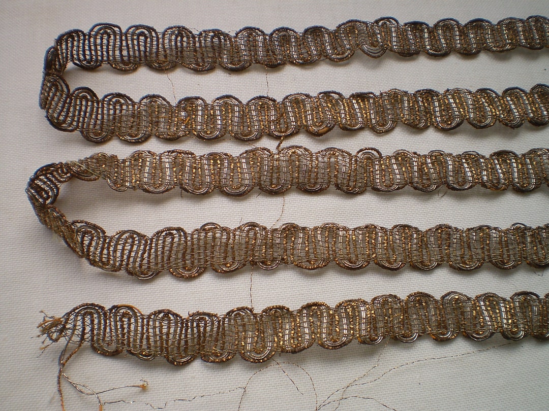 3 Antique Strips of Gold Metal Tinsel Trim Strips - Etsy