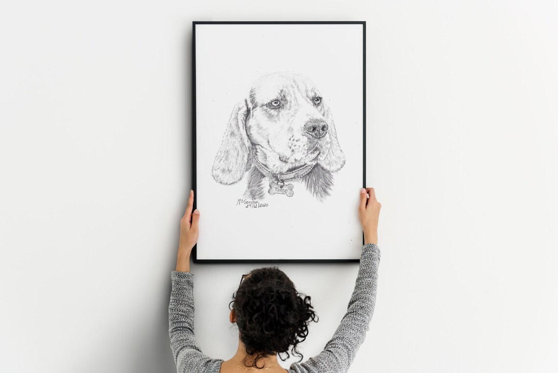 EEUU Custom Pencil Dog Sketch Drawing A4 Size 210x297mm | Etsy