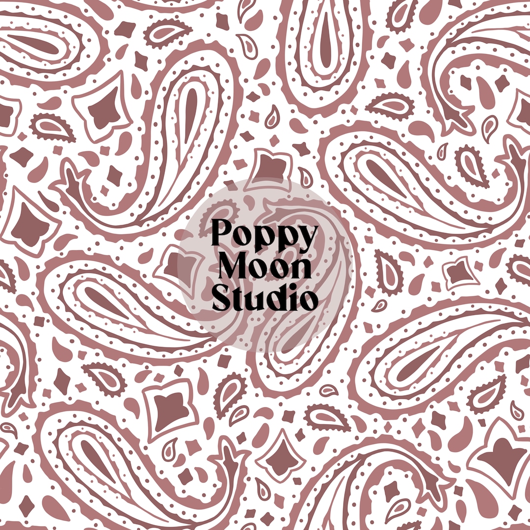 Western Paisley Cowboy Seamless Repeat Pattern Hand Drawn Pink White - Etsy