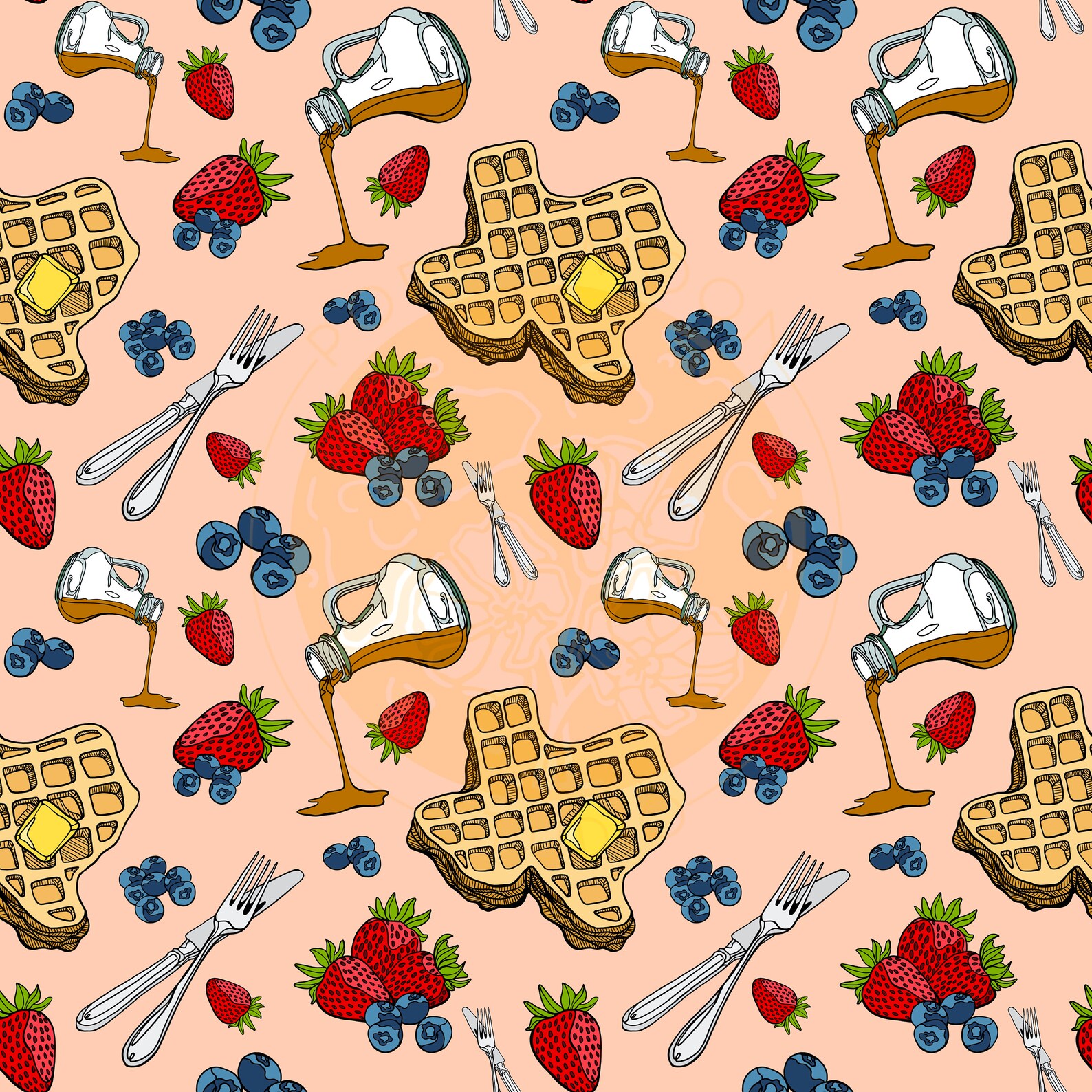 Texas Waffle Seamless File / Hand Drawn / Repeat Pattern / Digital ...