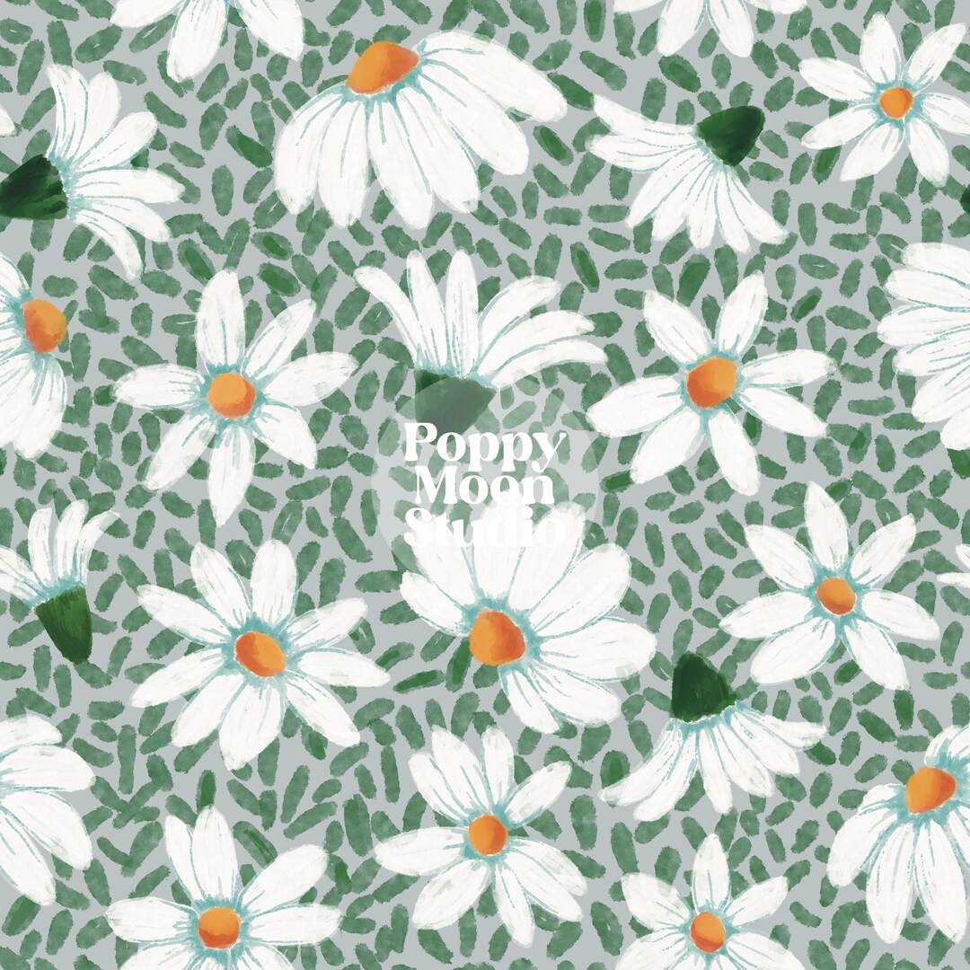 Daisies Floral Seamless Repeat Pattern Hand Drawn - Etsy