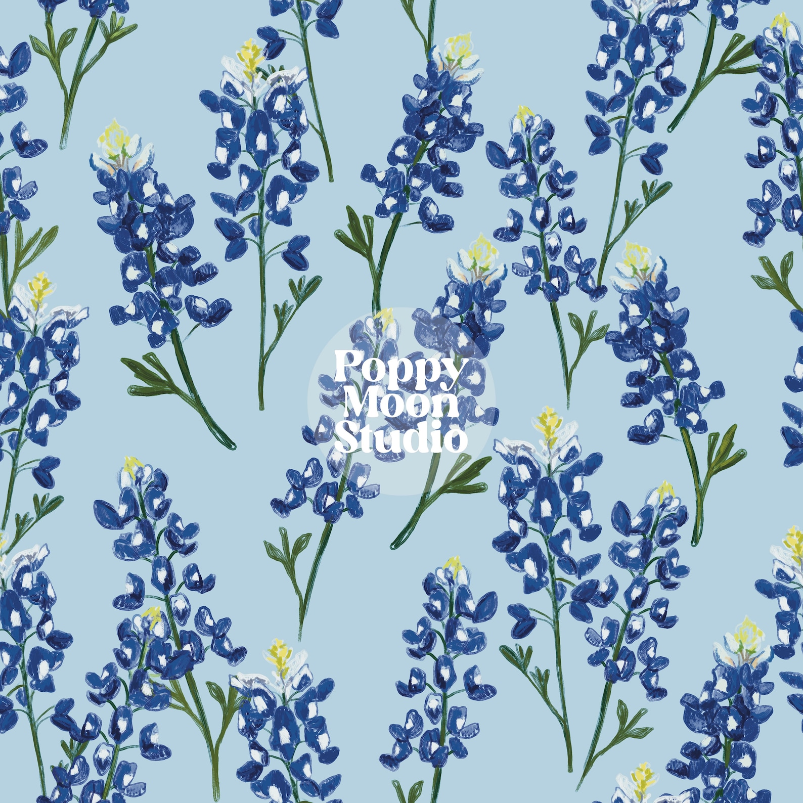 Bluebonnet Wildflower Seamless Repeat Pattern Hand Drawn - Etsy