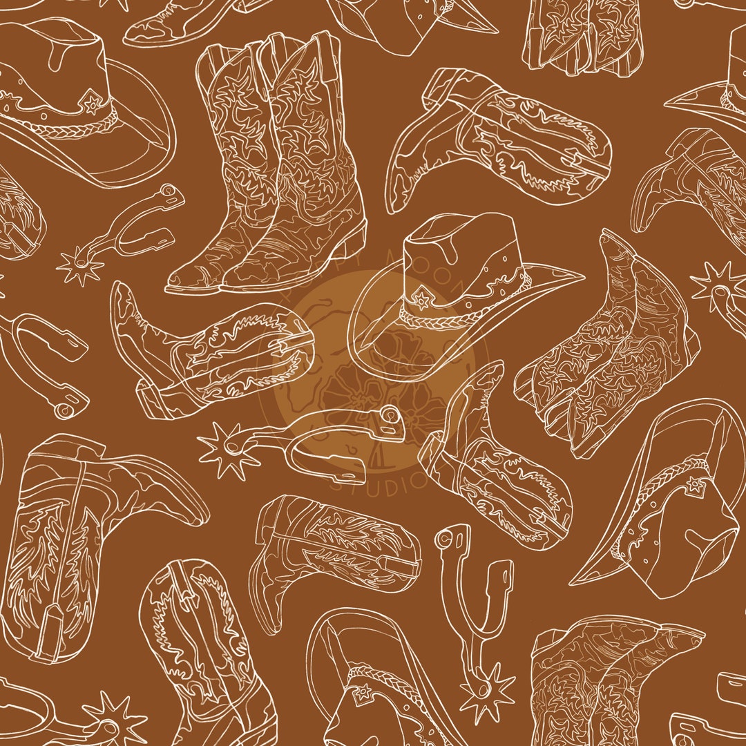 Cowboy Essentials Seamless Pattern / Hand Drawn Western Digital ...