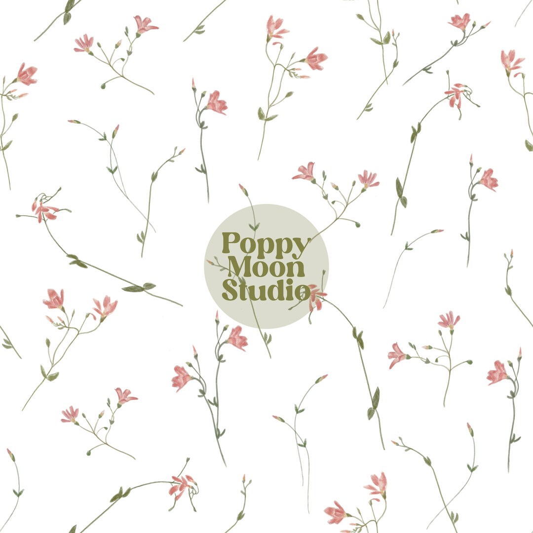 Hand Drawn Pink Floral Seamless - Etsy