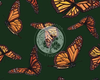Monarch Butterflies Seamless Repeat Pattern Hand Drawn - Etsy