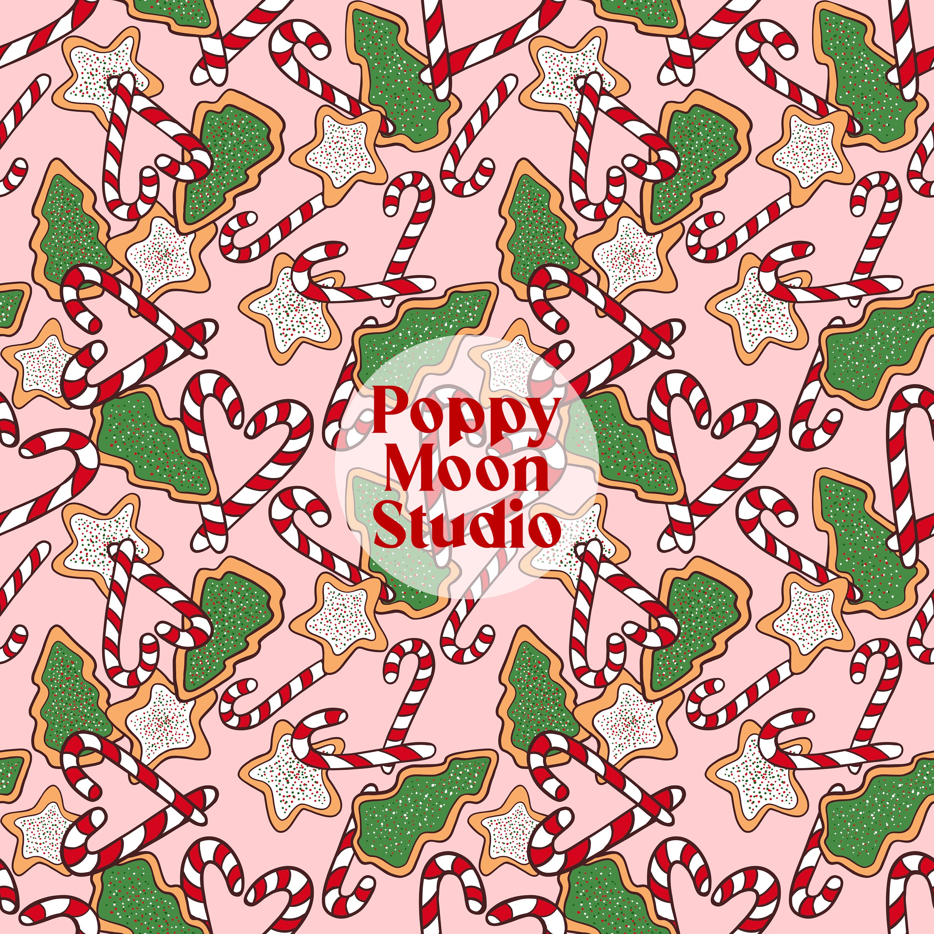 Candy Canes Christmas Cookies Seamless Repeat Pattern Pink - Etsy