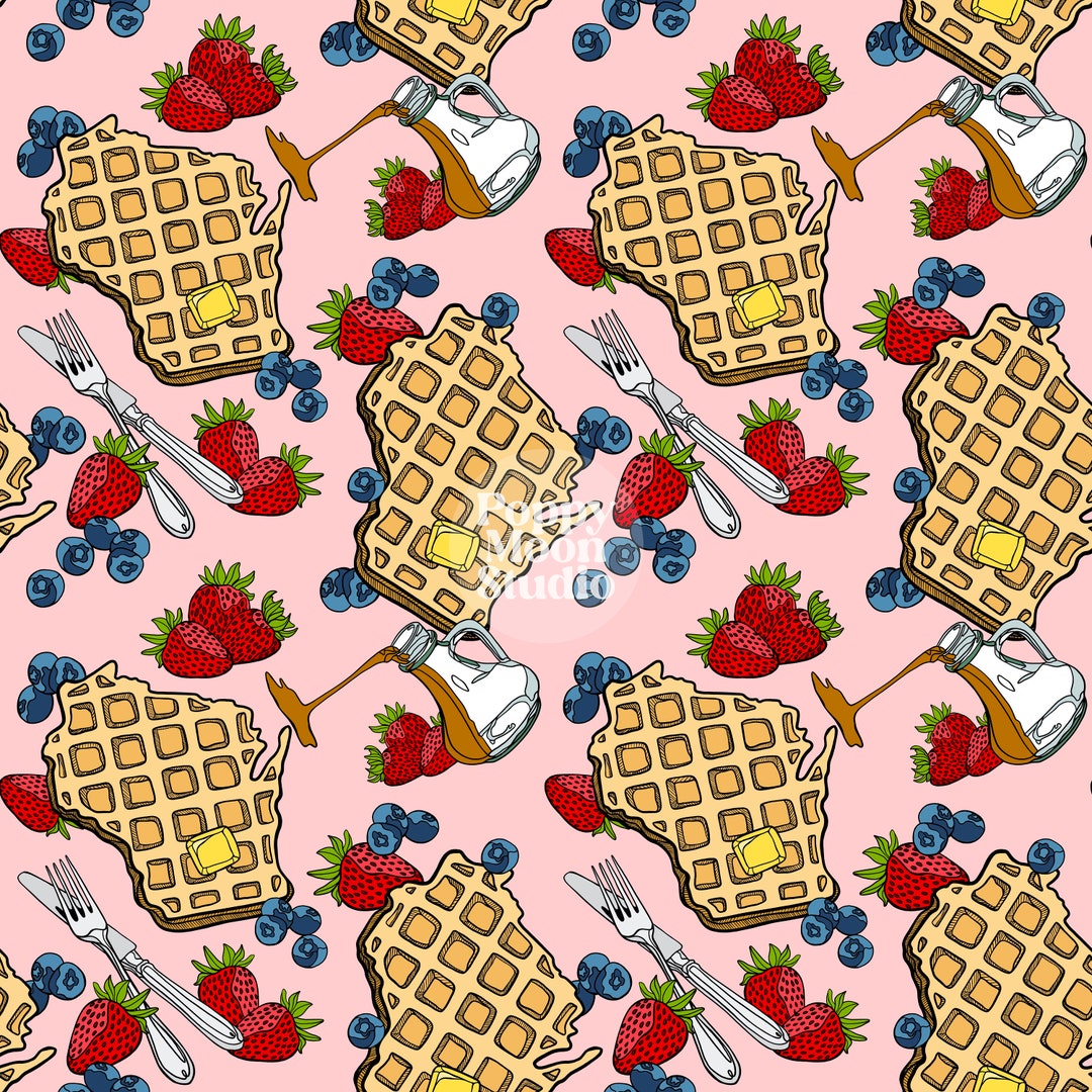 Wisconsin Waffle Seamless Repeat Pattern / Pink Hand Drawn Surface ...