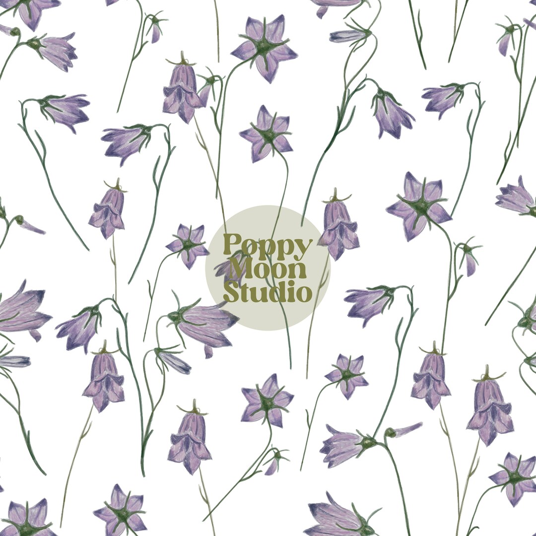 Bluebells Floral Seamless Repeat Pattern Hand Drawn - Etsy
