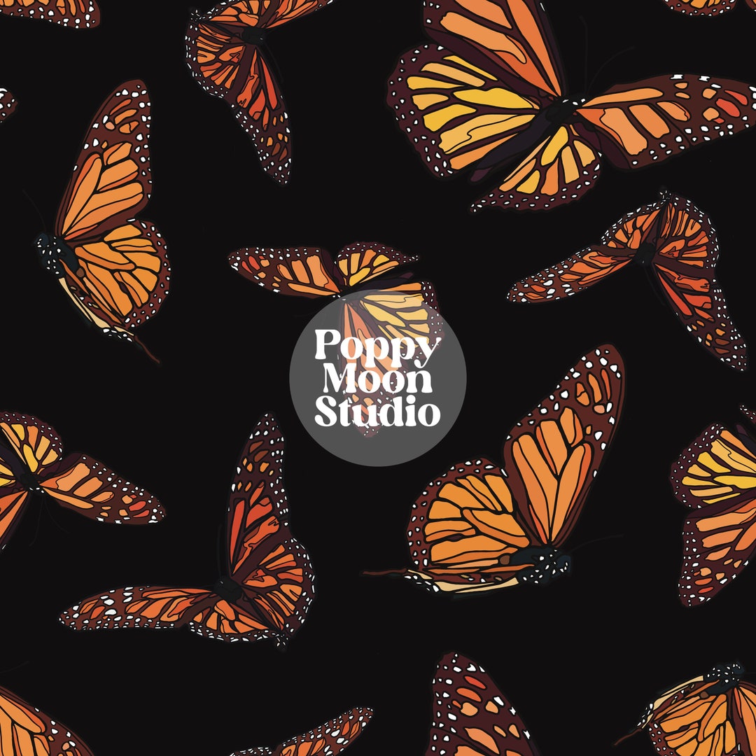 Monarch Butterflies Seamless Repeat Pattern Hand Drawn - Etsy
