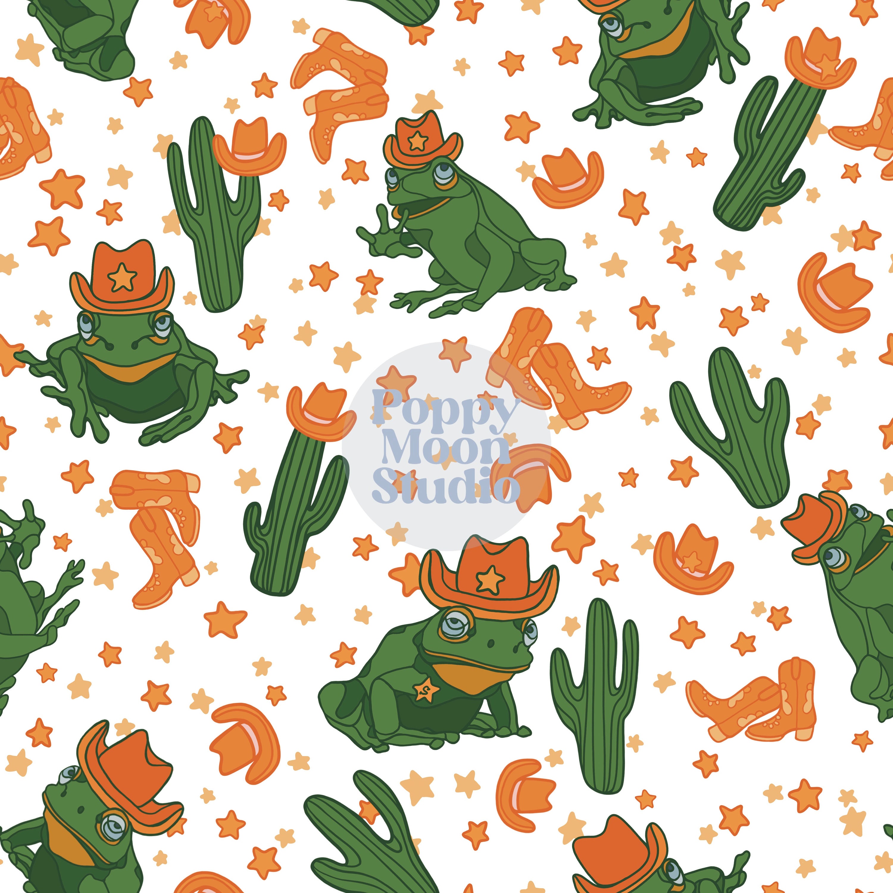 Cowboy Frogs Seamless Repeat Pattern Western Fabric Design - Etsy