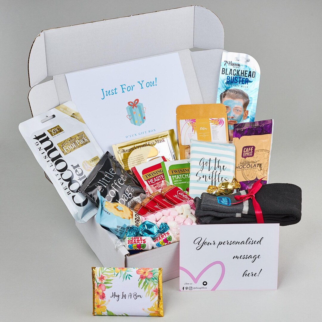 Hug in a Box for Him, Men Gift Hamper, Care Package, Pick Me up Gift ...