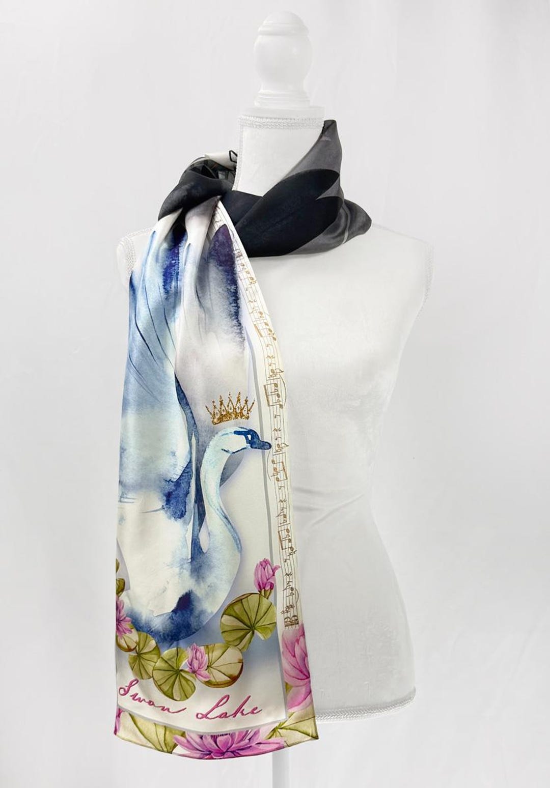 Swan Lake Silk Scarf - Etsy New Zealand