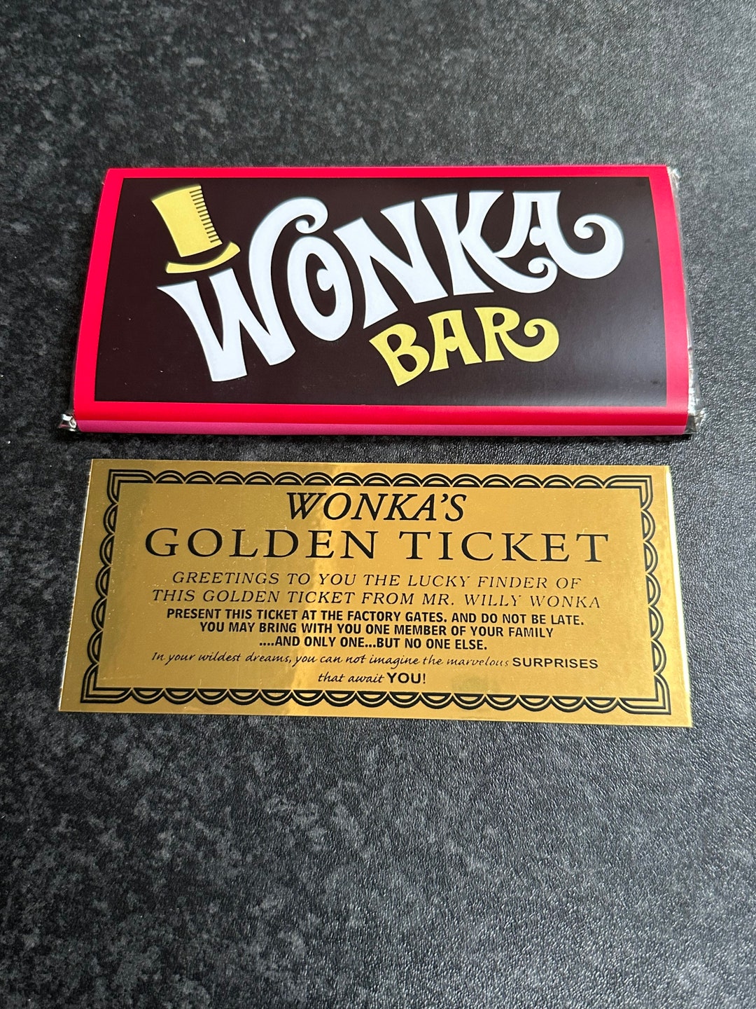 2x Willy Wonka 100g Chocolate Bar LARGE ! Gift Novelty With SHINY ...