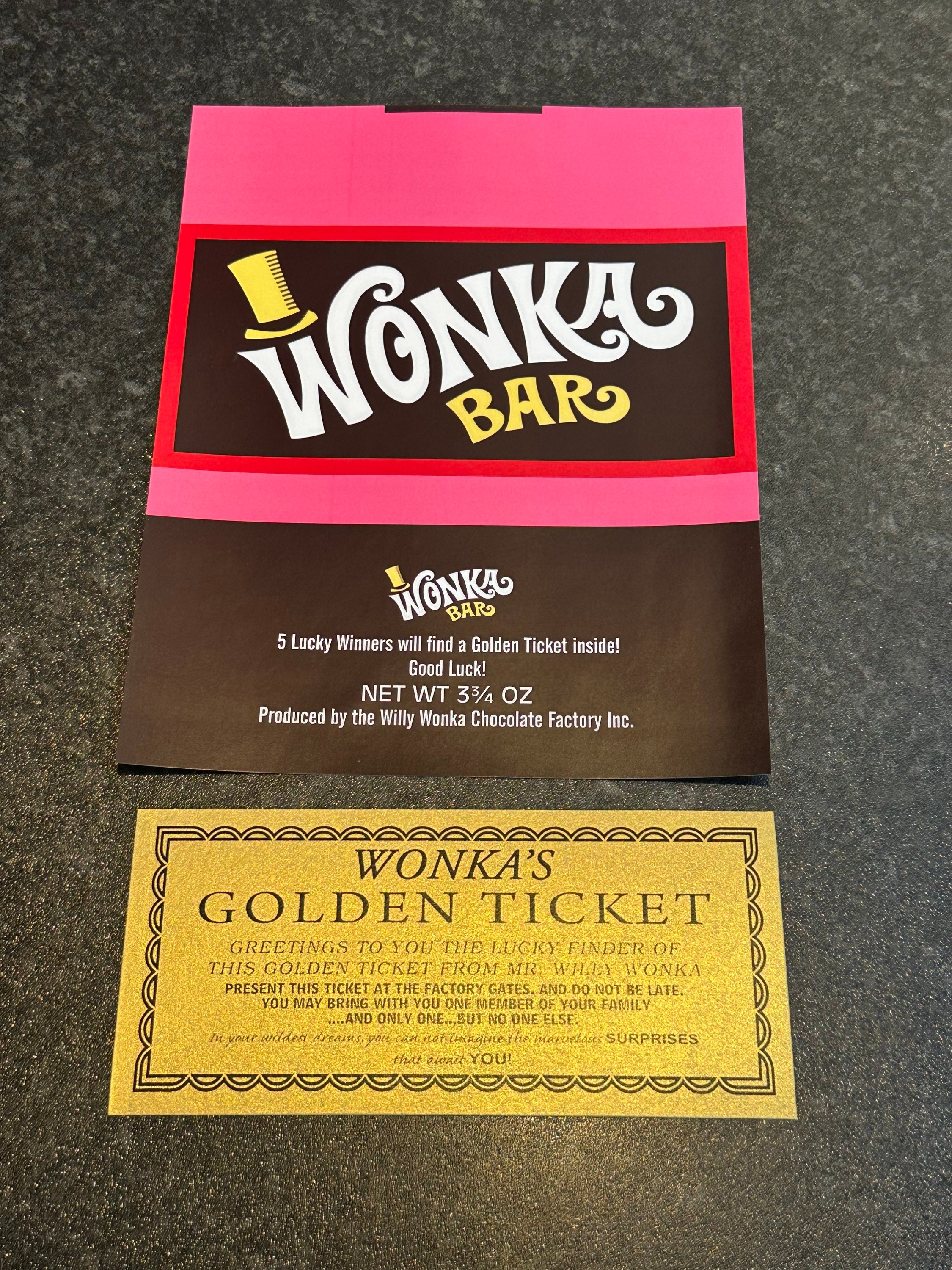15x Willy Wonka Chocolate Bar Wrapper 15x Shiny Carded Golden Ticket ...